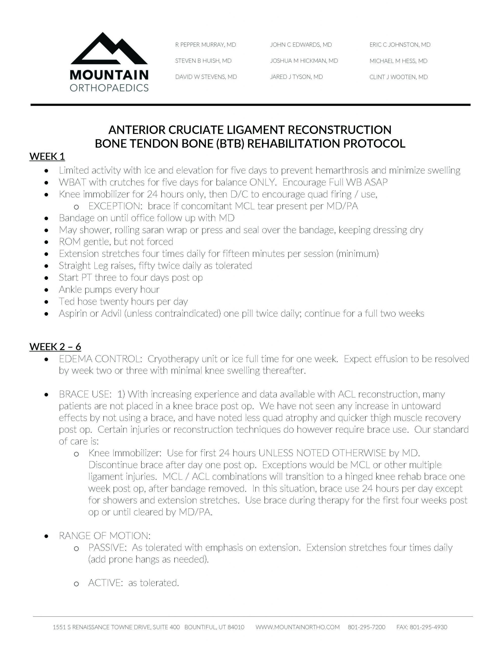 Therapist Resources - Mountain Orthopaedics - Bountiful, UT & Layton, UT