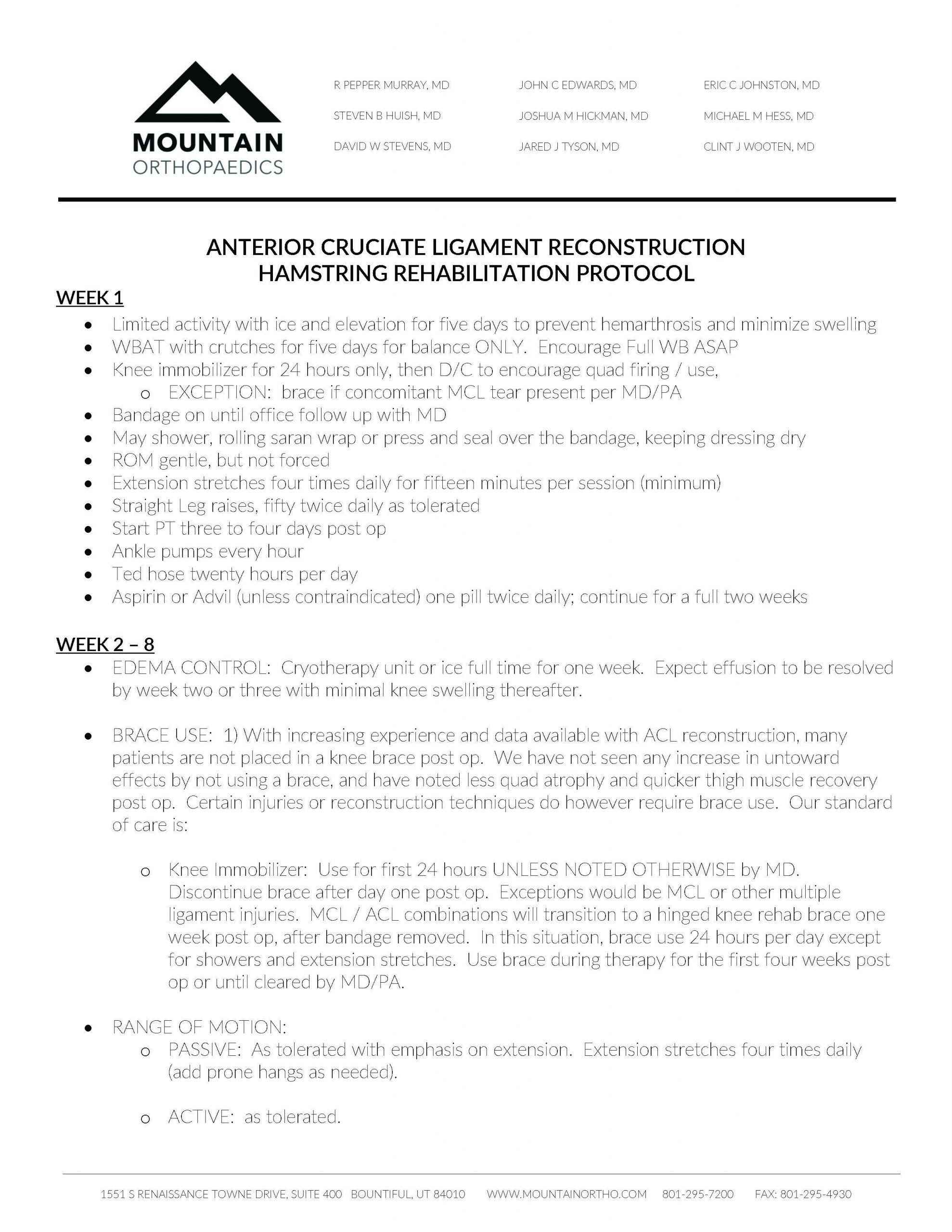 Therapist Resources - Mountain Orthopaedics - Bountiful, UT & Layton, UT