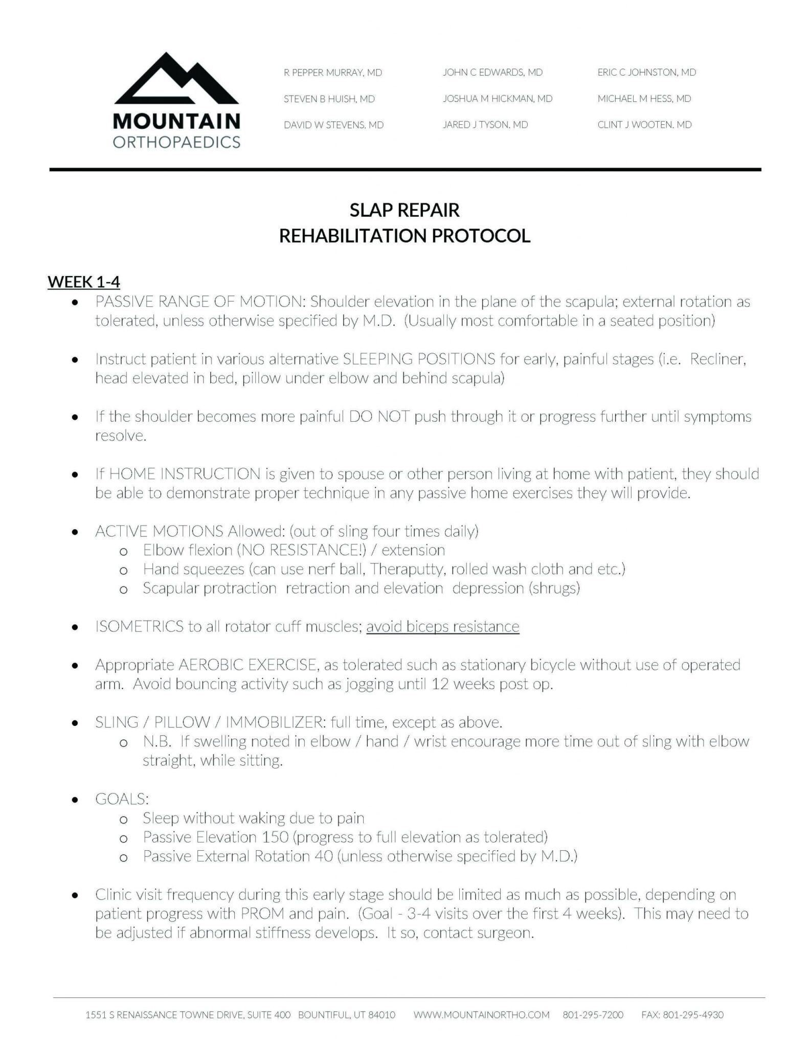 Therapist Resources - Mountain Orthopaedics - Bountiful, UT & Layton, UT