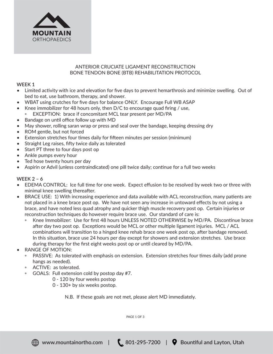 Therapist Resources - Mountain Orthopaedics - Bountiful, UT & Layton, UT