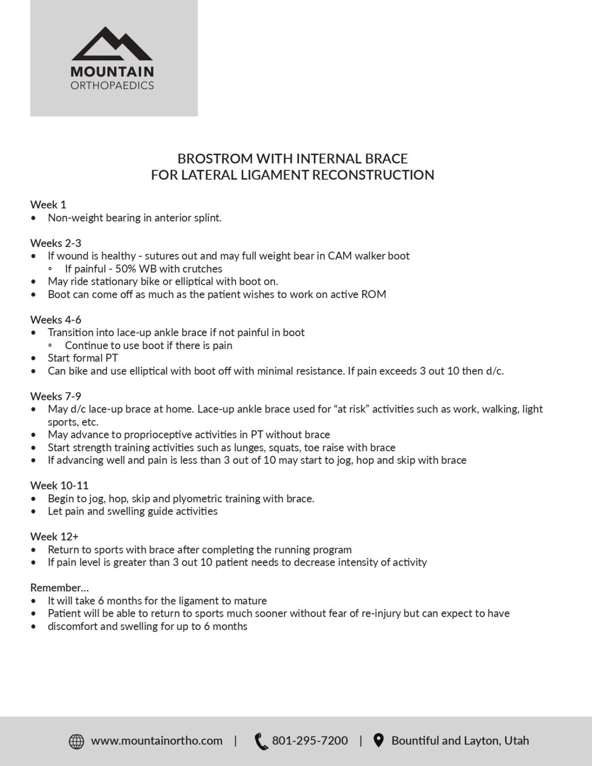 Therapist Resources - Mountain Orthopaedics - Bountiful, UT & Layton, UT