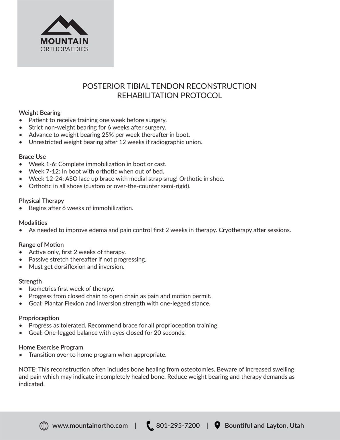 Therapist Resources - Mountain Orthopaedics - Bountiful, UT & Layton, UT