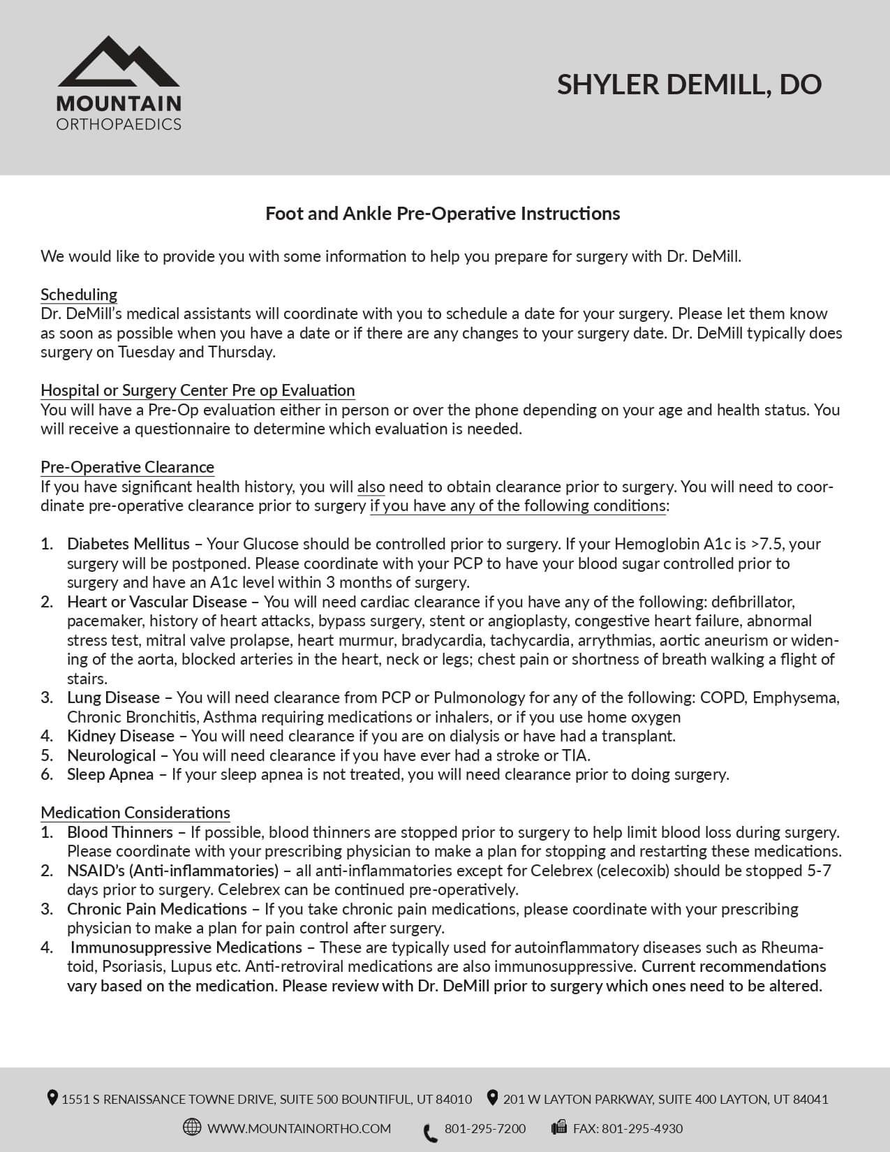 Dr. DeMill’s Clinical Documents - Mountain Orthopaedics - Bountiful, UT ...
